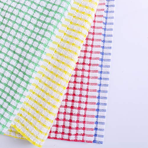 Kitchen Dishcloths 12pcs 11x12 Inches Bulk Cotton Kitchen Dish Cloths Scrubbing Wash Cloths Sets (Mix color)