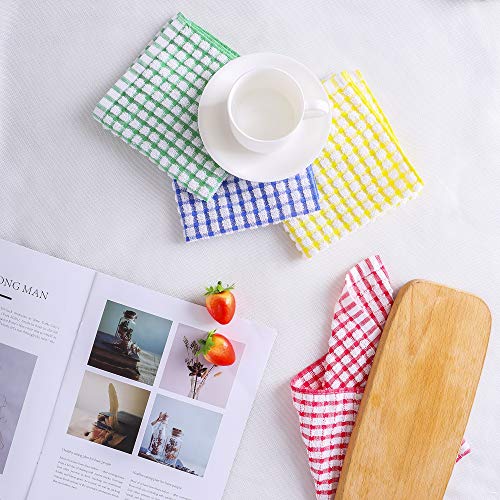 Kitchen Dishcloths 12pcs 11x12 Inches Bulk Cotton Kitchen Dish Cloths Scrubbing Wash Cloths Sets (Mix color)