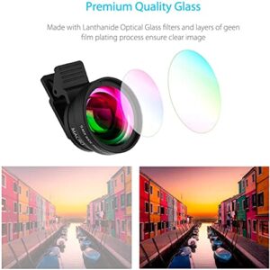 Cell Phone Camera Lens 2 in 1 Clip-on Lens Kit 0.45X Super Wide Angle & 12.5X Macro Phone Camera Lens for iPhone 8 7 6s 6 Plus 5s Samsung Android & Most Smartphones Black