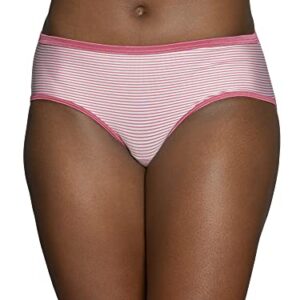 Vanity Fair Women's Illumination Hipster Panties, Silky Stretch & Satin Trim, Rosy Stripe Print, Large/7