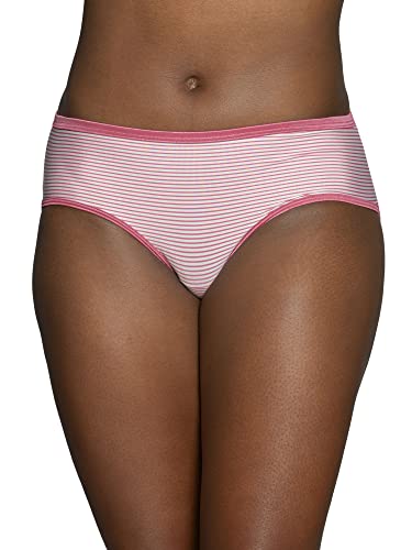 Vanity Fair Women's Illumination Hipster Panties, Silky Stretch & Satin Trim, Rosy Stripe Print, Large/7