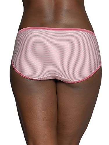 Vanity Fair Women's Illumination Hipster Panties, Silky Stretch & Satin Trim, Rosy Stripe Print, Large/7