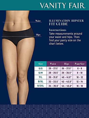 Vanity Fair Women's Illumination Hipster Panties, Silky Stretch & Satin Trim, Rosy Stripe Print, Large/7