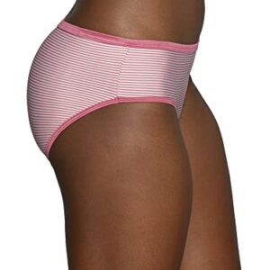 Vanity Fair Women's Illumination Hipster Panties, Silky Stretch & Satin Trim, Rosy Stripe Print, Large/7