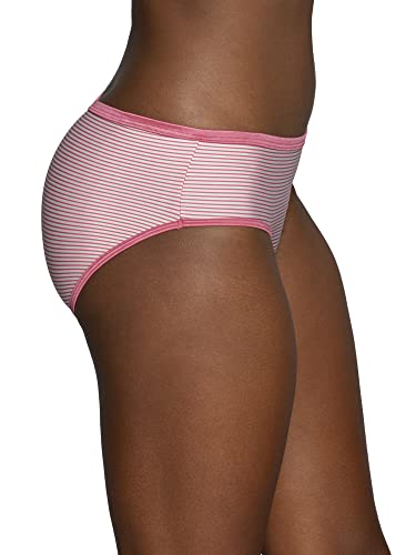 Vanity Fair Women's Illumination Hipster Panties, Silky Stretch & Satin Trim, Rosy Stripe Print, Large/7