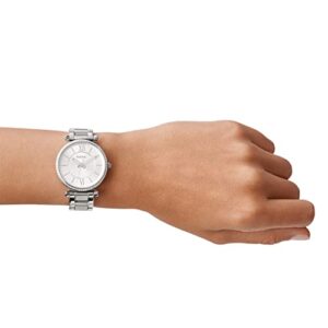 Fossil Women's Carlie Quartz Stainless Steel Three-Hand Watch, Color: Silver Glitz (Model: ES4341)