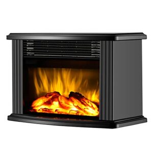 donyer power 14" mini electric fireplace tabletop portable heater, 1500w, black metal frame,room heater,space heater