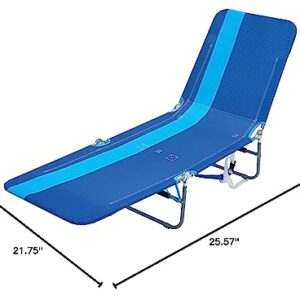 RIO beach Portable Folding Backpack Beach Lounge Chair with Backpack Straps and Storage Pouch, Blue Stripe, ·72“ x 22“ x 10"