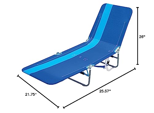 RIO beach Portable Folding Backpack Beach Lounge Chair with Backpack Straps and Storage Pouch, Blue Stripe, ·72“ x 22“ x 10"