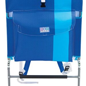 RIO beach Portable Folding Backpack Beach Lounge Chair with Backpack Straps and Storage Pouch, Blue Stripe, ·72“ x 22“ x 10"