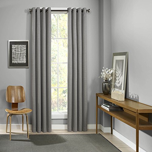 ECLIPSE Blackout Curtains for Bedroom - Palisade 52" x 84" Insulated Darkening Single Panel Grommet Top Window Treatment Living Room, Grey