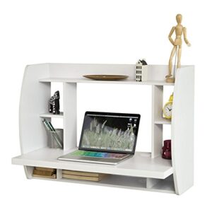 Haotian FWT18-W, White Home Office Table Desk Workstation Computer Desk with Storage Shelves, Trestle Desk