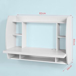 Haotian FWT18-W, White Home Office Table Desk Workstation Computer Desk with Storage Shelves, Trestle Desk