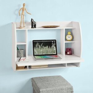 Haotian FWT18-W, White Home Office Table Desk Workstation Computer Desk with Storage Shelves, Trestle Desk