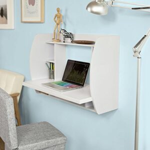 Haotian FWT18-W, White Home Office Table Desk Workstation Computer Desk with Storage Shelves, Trestle Desk