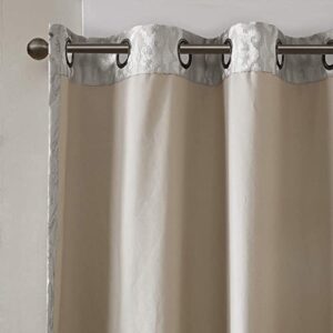 Sun Smart Mirage 100% Total Blackout Single Window Curtain, Knitted Jacquard Damask Room Darkening Curtain Panel with Grommet Top, 50 x 108 in, Silver