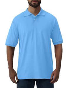 jerzees men's spotshield stain resistant polo shirts (short & long, short sleeve-light blue, large