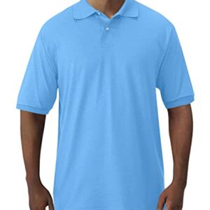 Jerzees Men's SpotShield Stain Resistant Polo Shirts (Short & Long, Short Sleeve-Light Blue, Large