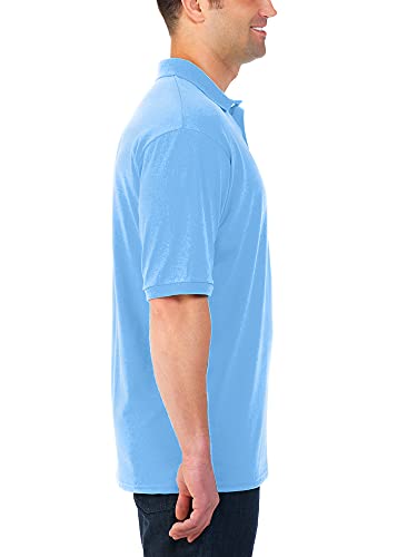 Jerzees Men's SpotShield Stain Resistant Polo Shirts (Short & Long, Short Sleeve-Light Blue, Large