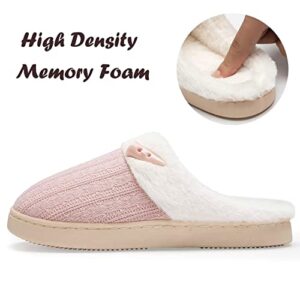 NineCiFun Women's Slip on Fuzzy Slippers Memory Foam House Slippers Outdoor Indoor Warm Plush Bedroom Shoes Scuff with Faux Fur Lining size 9 10 pink