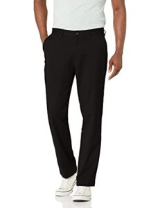 nautica men's classic fit flat front stretch solid chino deck pant, true black, 34w 32l