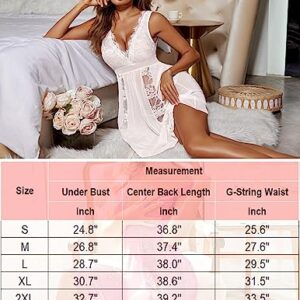 Avidlove Babydoll Lingerie for Women Sexy Long Nightgowns Sheer Bridal Nighty White, XL