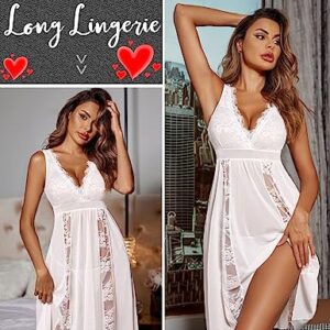 Avidlove Babydoll Lingerie for Women Sexy Long Nightgowns Sheer Bridal Nighty White, XL