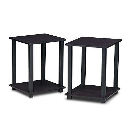 Furinno Simplistic Set of 2 End Table, Dark Walnut