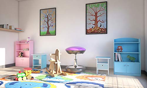 FURINNO Stylish Kidkanac 2 tier Bookshelf With Storage Cabinet, Light Blue