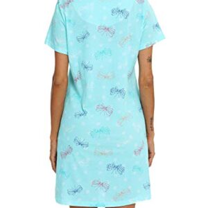 ENJOYNIGHT Women's Sleepwear Cotton Sleep Tee Short Sleeves Print Sleepshirt (Medium, Flying)