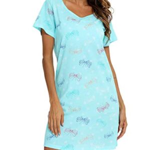 ENJOYNIGHT Women's Sleepwear Cotton Sleep Tee Short Sleeves Print Sleepshirt (Medium, Flying)