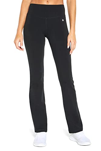 Bally Total Fitness Women's High Rise Tummy Control Bootleg Pant, Black, Medium