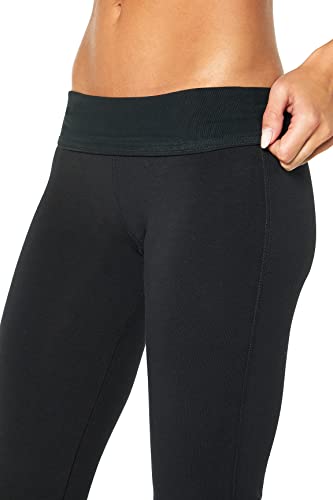 Bally Total Fitness Women's High Rise Tummy Control Bootleg Pant, Black, Medium