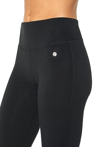 Bally Total Fitness Women's High Rise Tummy Control Bootleg Pant, Black, Medium