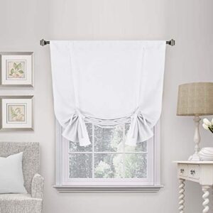 h.versailtex pure white curtain thermal insulated tie up window shade light blocking curtains for bathroom, rod pocket panel- 42in wide by 63in long