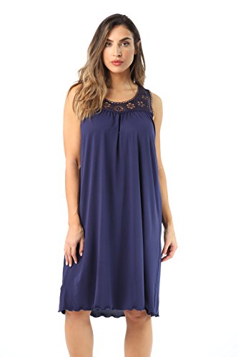 Dreamcrest 1541B-Navy-1X Nightgown/Women Sleepwear/Sleep Dress