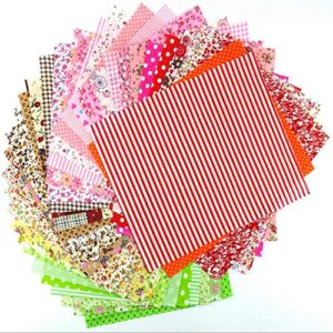 60 Pcs 4" x 4"(10cm x 10cm) Assorted Craft Fabric Bundle Squares Patchwork Fabric Sets for DIY Sewing Scrapbooking Quilting Dot Pattern