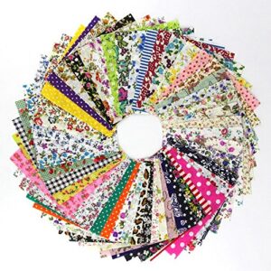 60 Pcs 4" x 4"(10cm x 10cm) Assorted Craft Fabric Bundle Squares Patchwork Fabric Sets for DIY Sewing Scrapbooking Quilting Dot Pattern