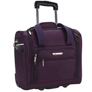 tprc 15-inch smart under seat carry-on luggage with usb charging port, telescoping handles, purple, underseater