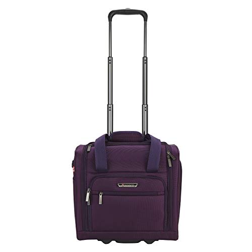 TPRC 15-Inch Smart Under Seat Carry-On Luggage with USB Charging Port, Telescoping Handles, Purple, Underseater