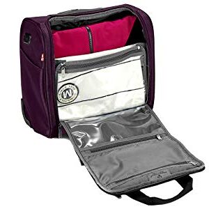 TPRC 15-Inch Smart Under Seat Carry-On Luggage with USB Charging Port, Telescoping Handles, Purple, Underseater