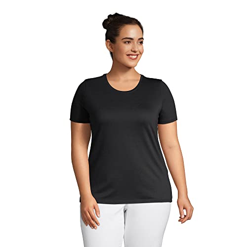 Lands' End Women s SS Relaxed Supima Crew Neck T Shirt Black Plus 2X