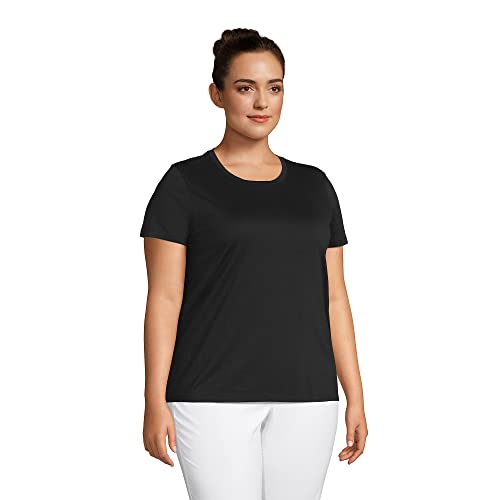 Lands' End Women s SS Relaxed Supima Crew Neck T Shirt Black Plus 2X