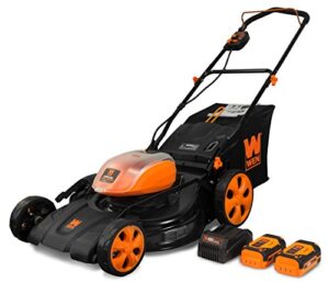 wen 40441 40v max lithium ion cordless lawnmower, 21-inch deck