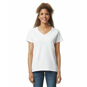 Gildan Women's Heavy Cotton V-Neck T-Shirt, 2-Pack, White, X-Large