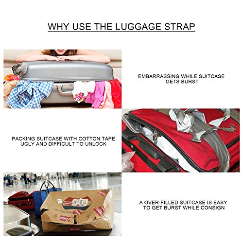 Luxebell Luggage Straps Suitcase Belt Travel Accessories, 1.96 in W x 6.56 ft L 4 Colors