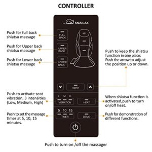 Snailax Shiatsu Massage Cushion with Heat Massage Chair Pad Kneading Back Massager for Home Office Seat use