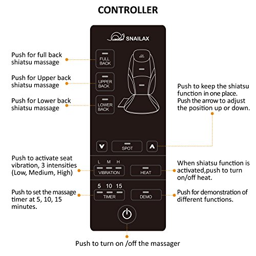 Snailax Shiatsu Massage Cushion with Heat Massage Chair Pad Kneading Back Massager for Home Office Seat use