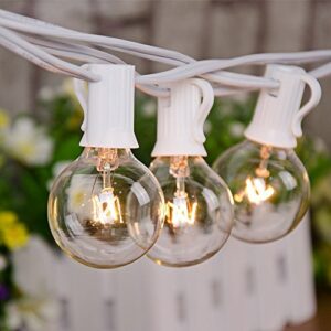 sunsgne 25ft globe string lights, g40 outdoor string lights with 27 clear edison bulbs, clear edison bulb string lights for indoor outdoor commercial decoration-white wire