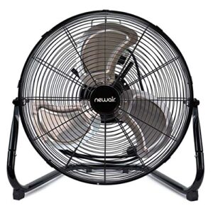 newair floor fan, 18" high velocity industrial portable shop fan with 3 speed settings, windpro18f,black